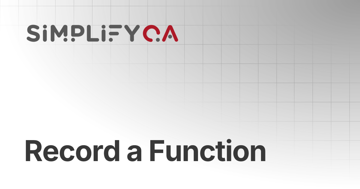 Record Functions in SimplifyQA | SimplifyQA Help Doc